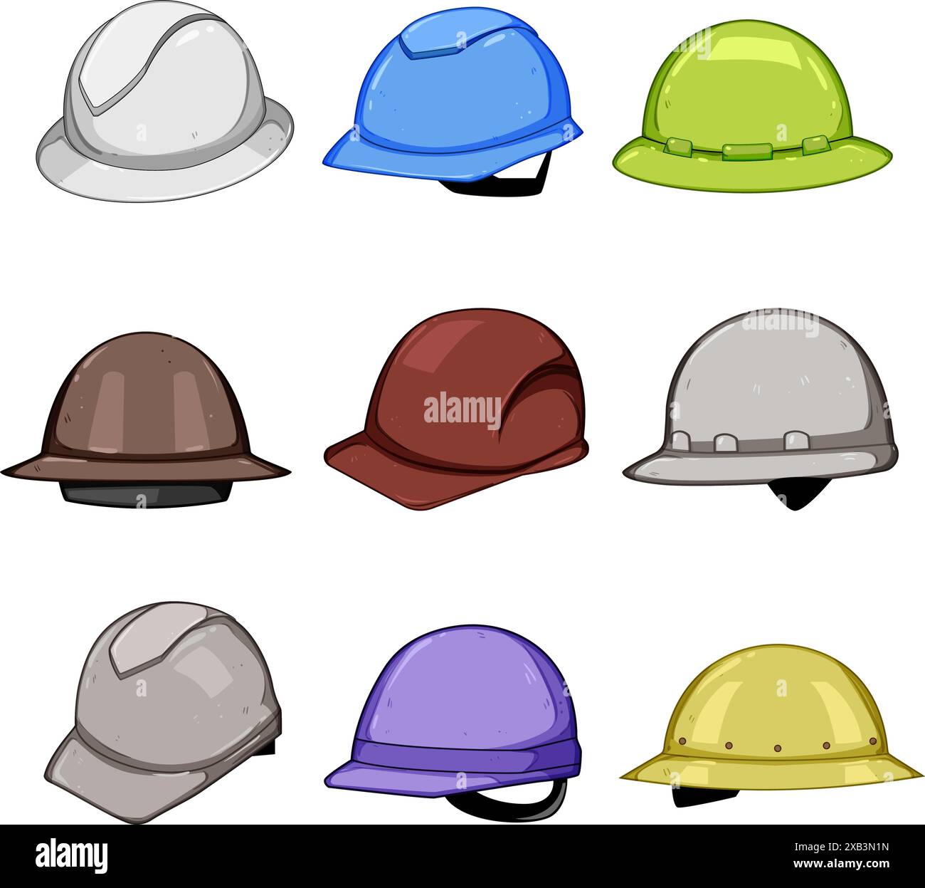 hard hat set cartoon vector illustration Stock Vector Image & Art - Alamy