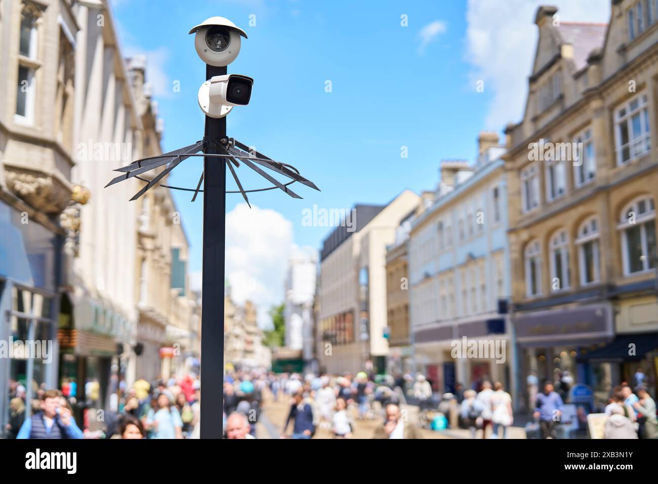 Security CCTV Camera Looking Over Busy City Street Scene For ...