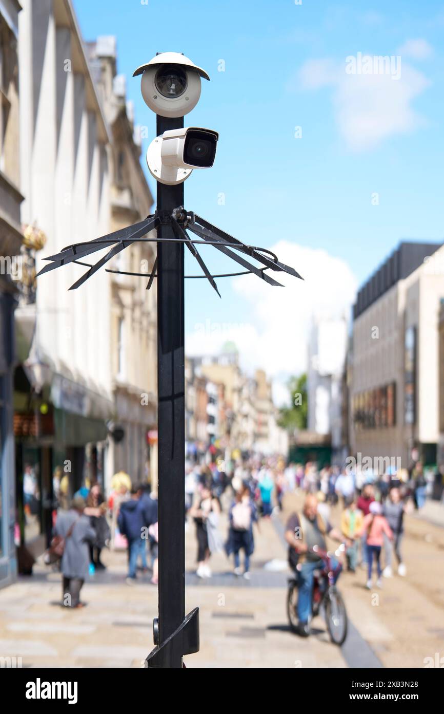 Security CCTV Camera Looking Over Busy City Street Scene For ...