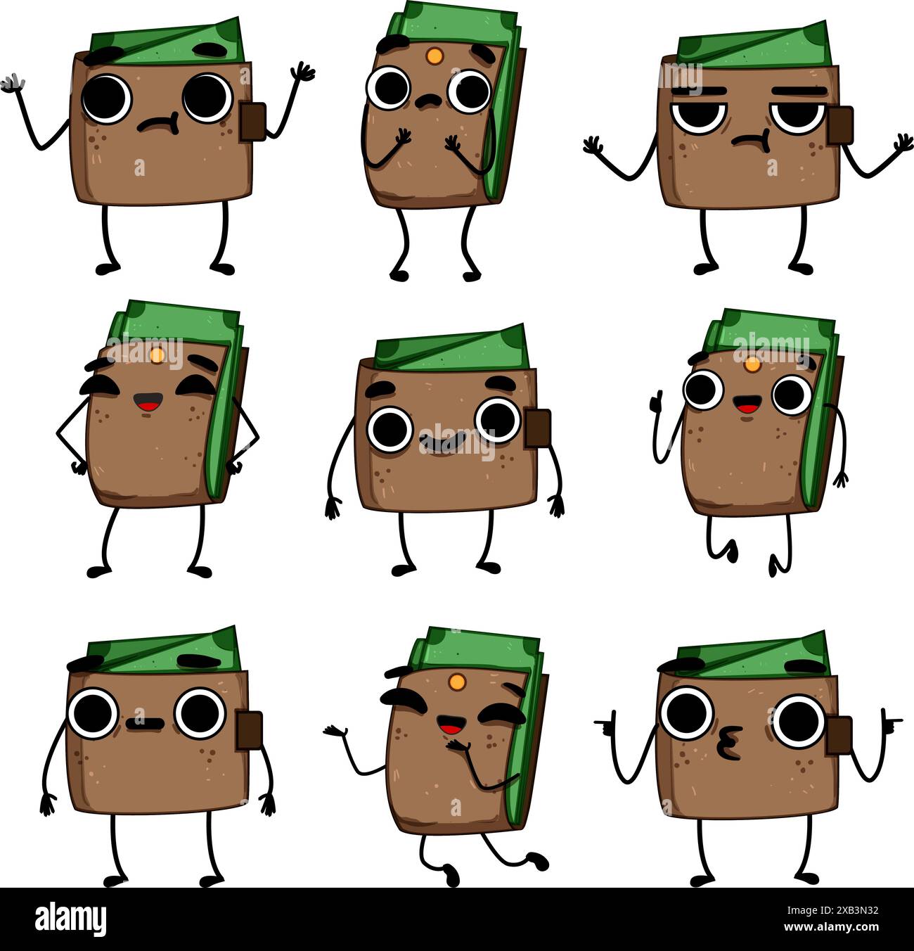 purse character set cartoon vector illustration Stock Vector Image ...