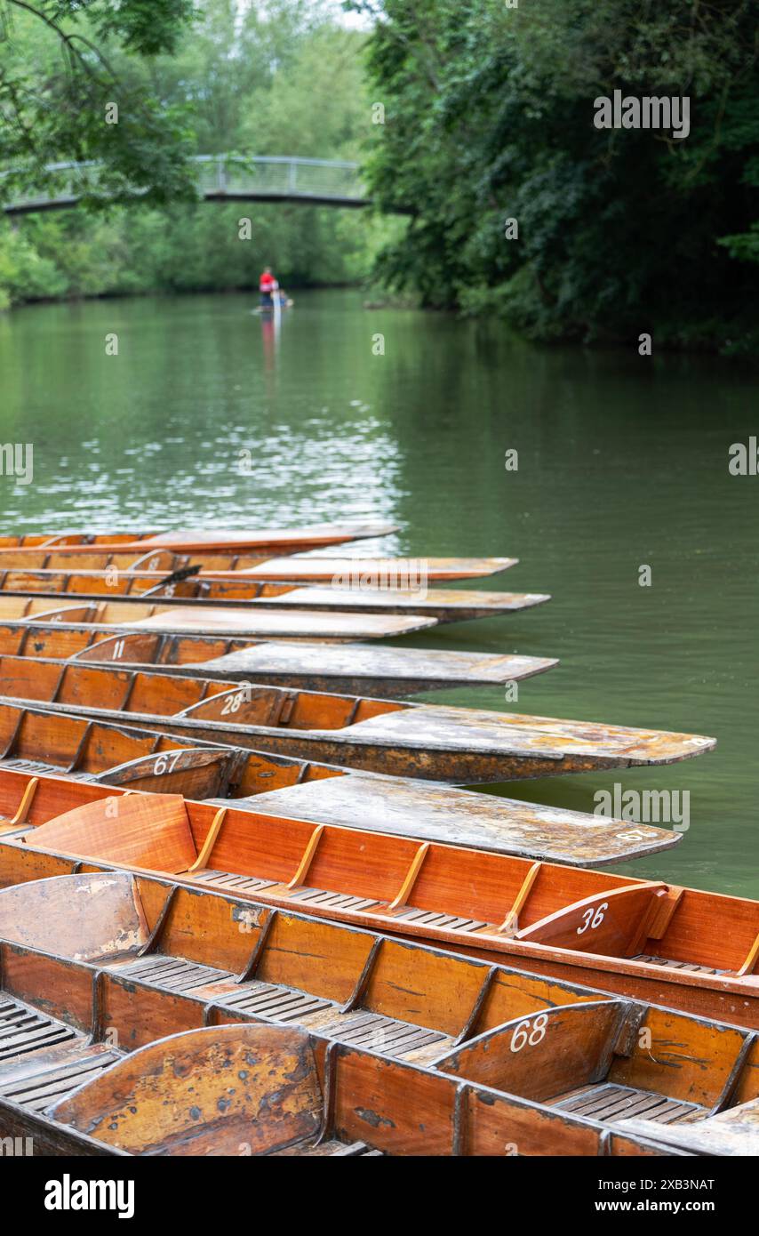 Toursits Punting In Wooden Punts On River Cherwell In Oxford UK Stock ...