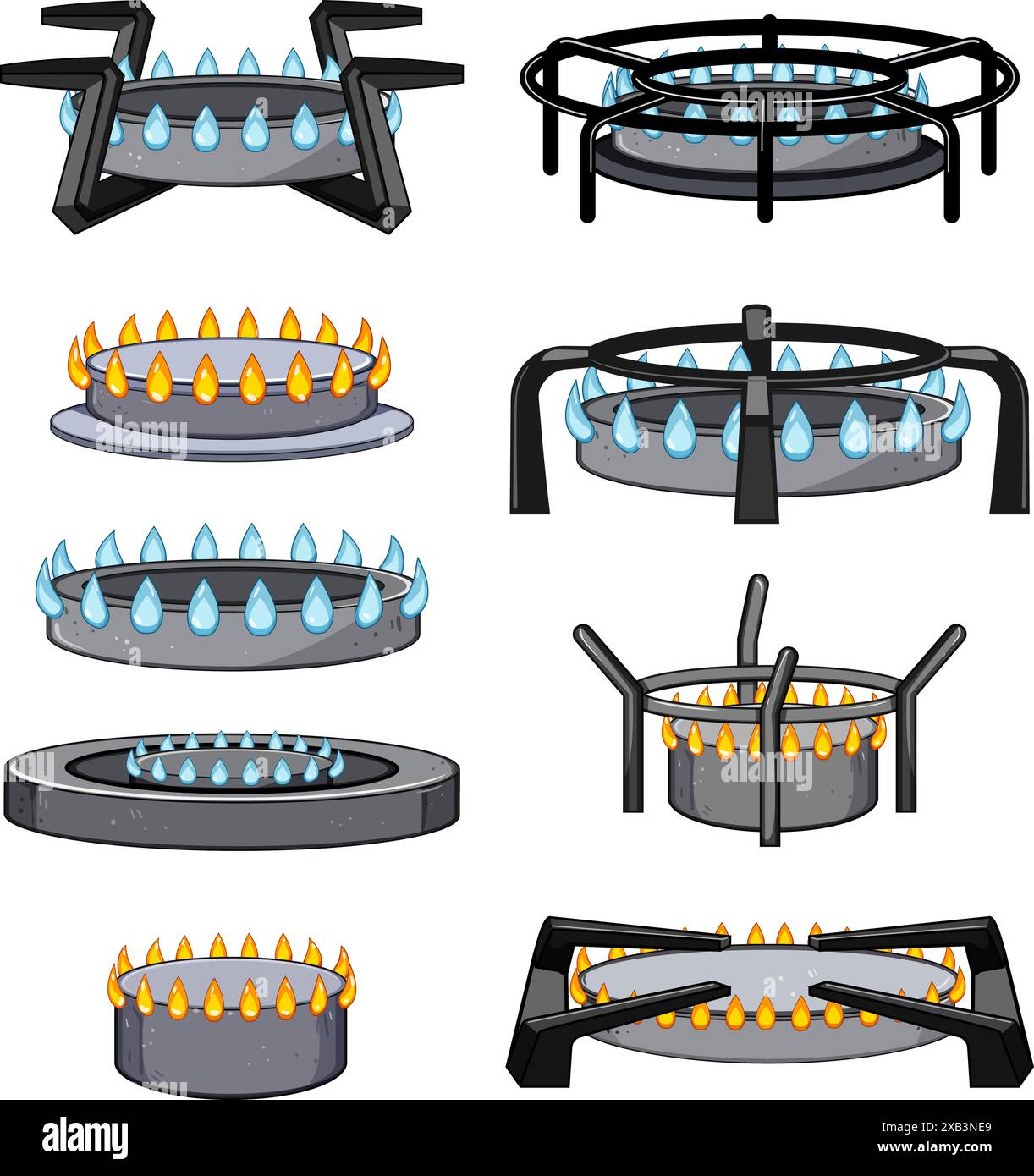 stove burner set cartoon vector illustration Stock Vector Image & Art ...