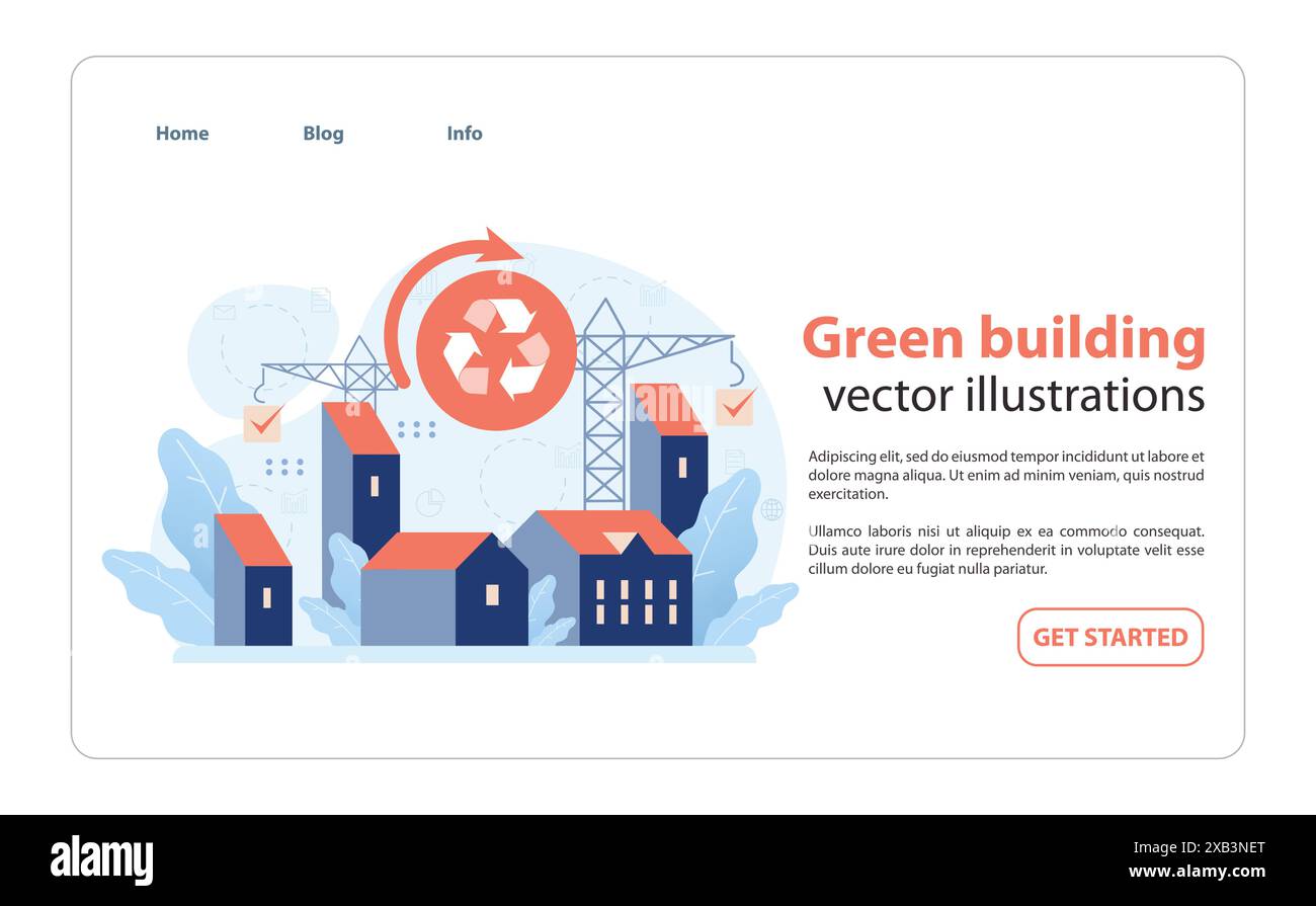 Green building practices showcased with cityscape. Illustration ...