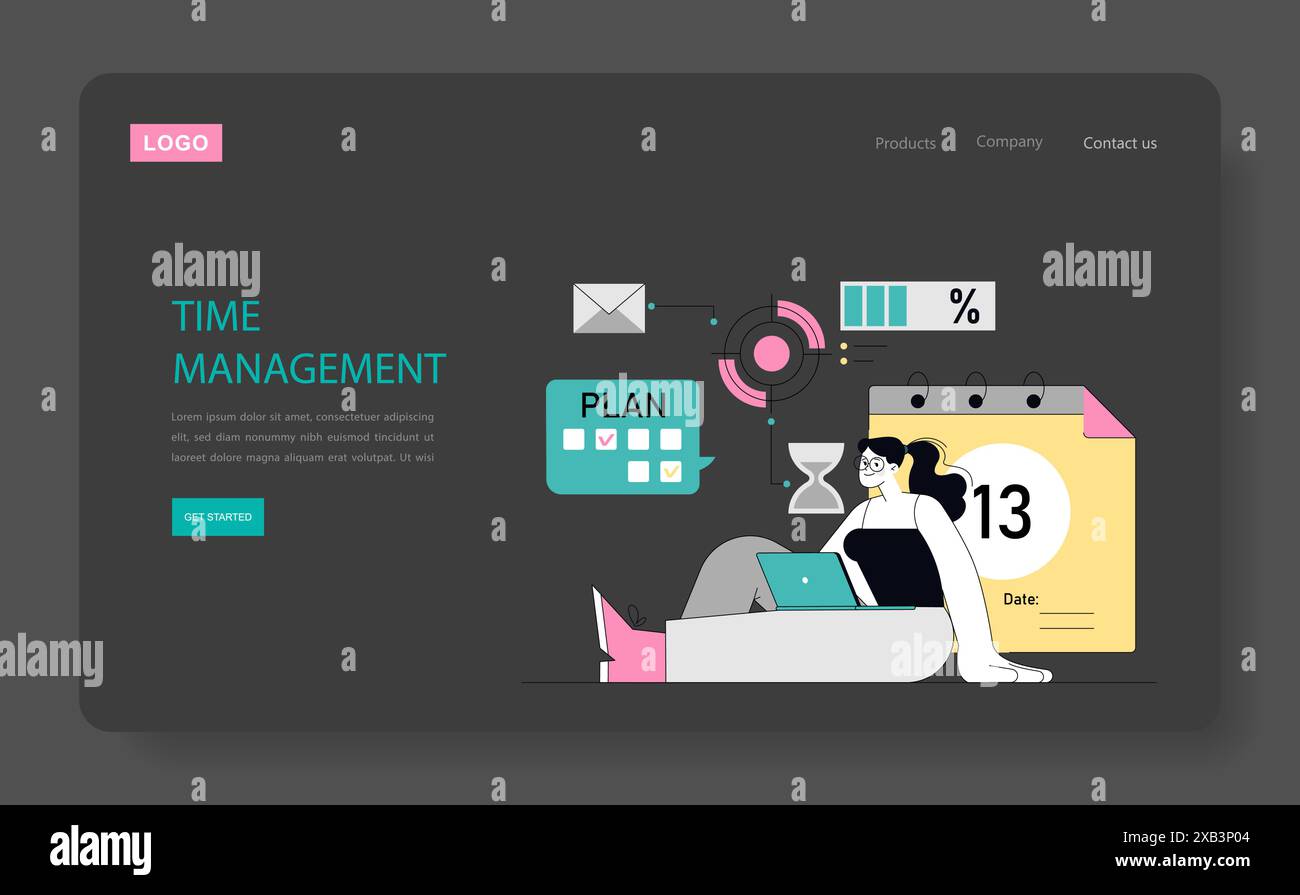 Multitasking woman laptop planning vector efficiency technology hi-res stock photography and ...