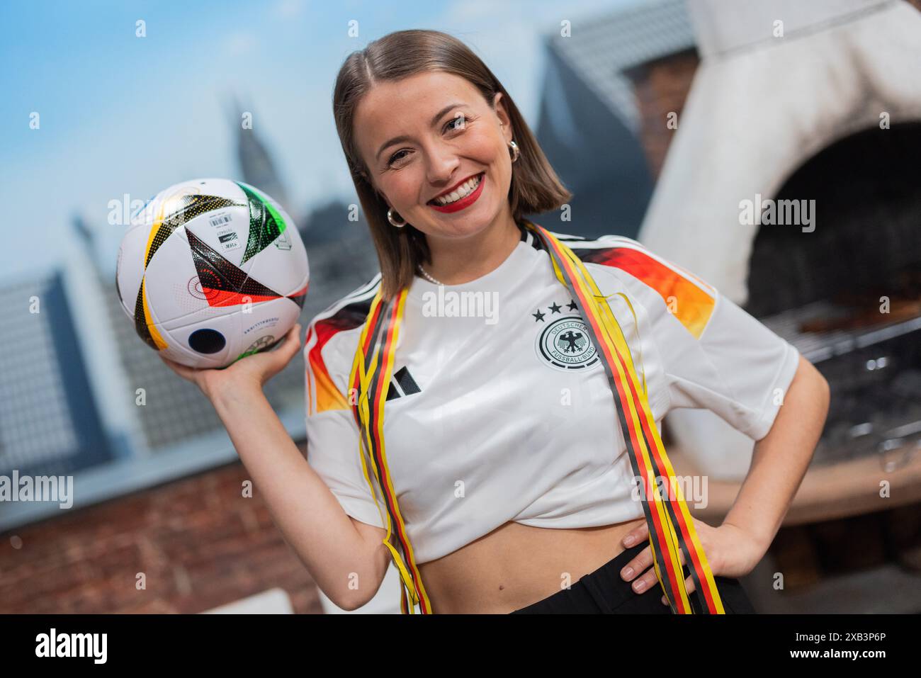 Cologne, Germany. 10th June, 2024. Julia Wiedemann, actress, stands at ...