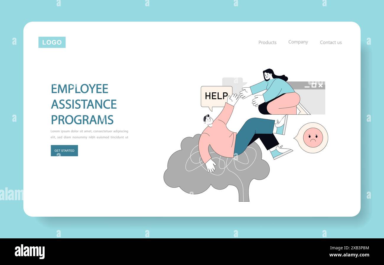 Mental Health Support concept. Illustration of workplace wellbeing with ...