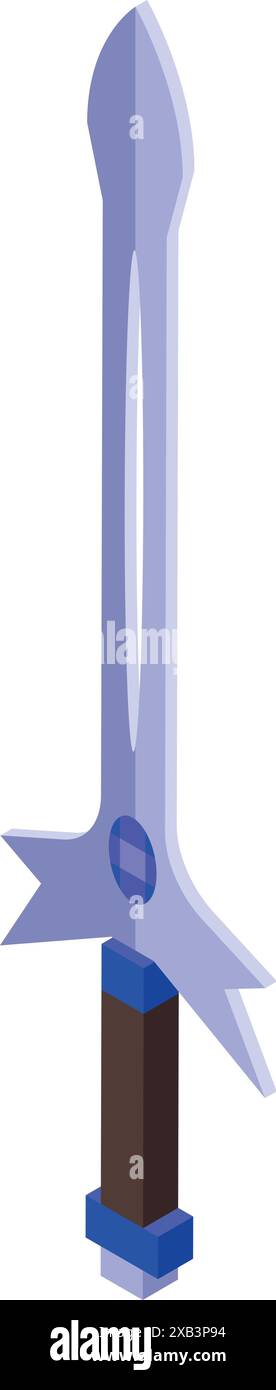 Isometric sword with a blue gem, perfect for game development ...