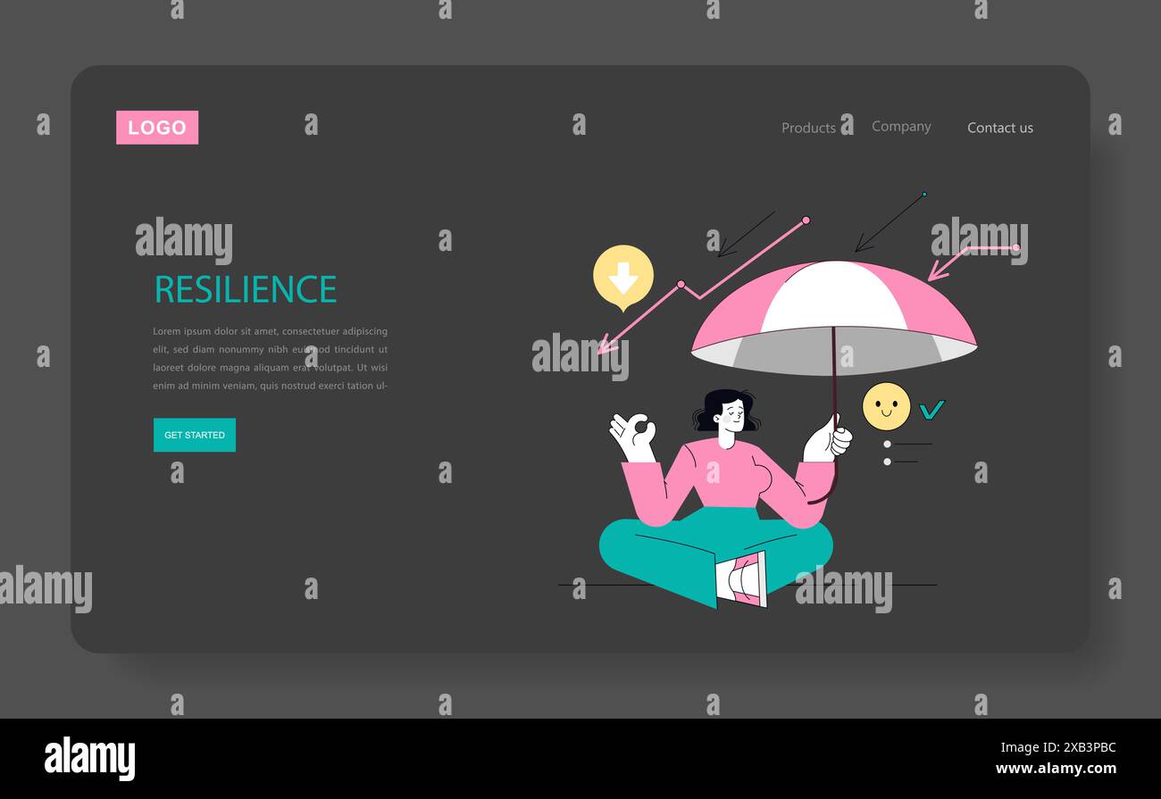 Soft Skills concept. Person meditating under umbrella safeguarded from ...