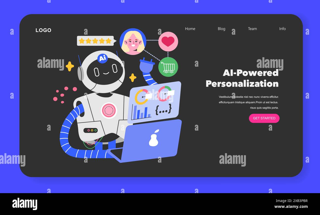 Retail tech concept. AI robot generates personalized online shopping ...