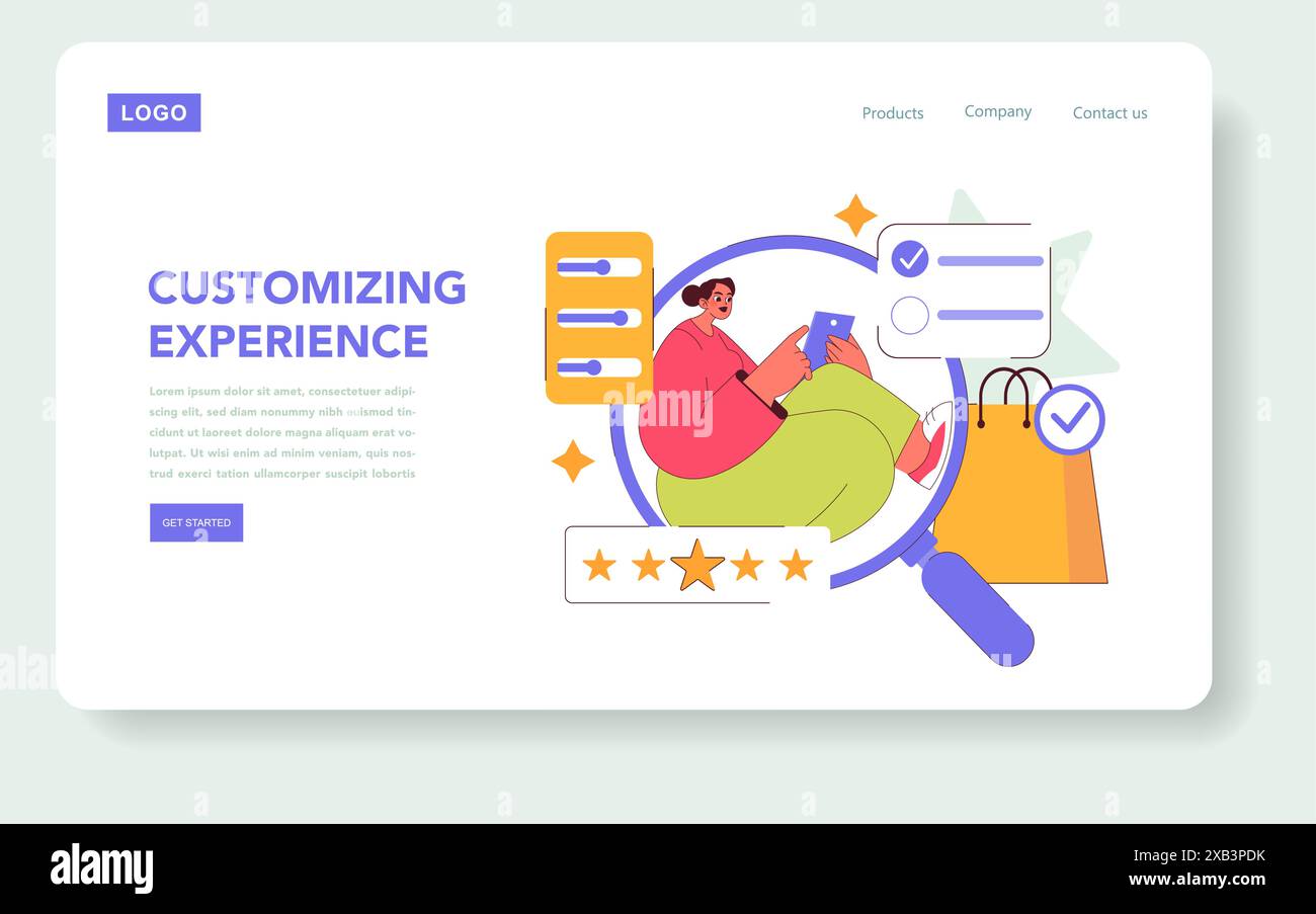 Customizing Experience concept. A satisfied customer personalizes ...