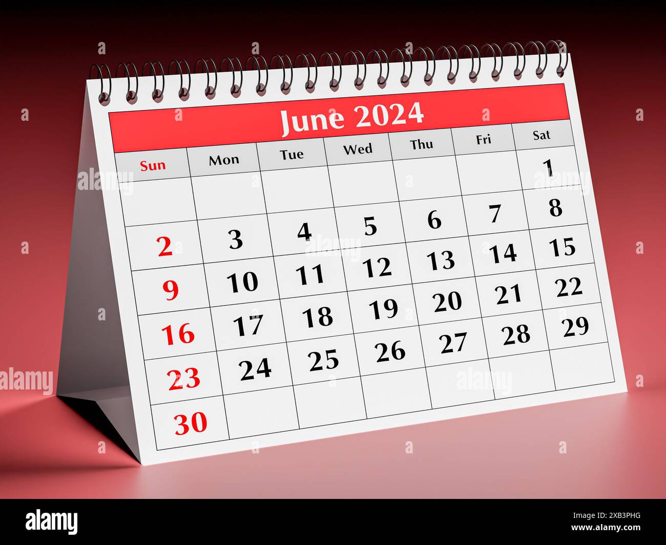 June 2024 calendar. One page of annual business desk monthly calendar ...