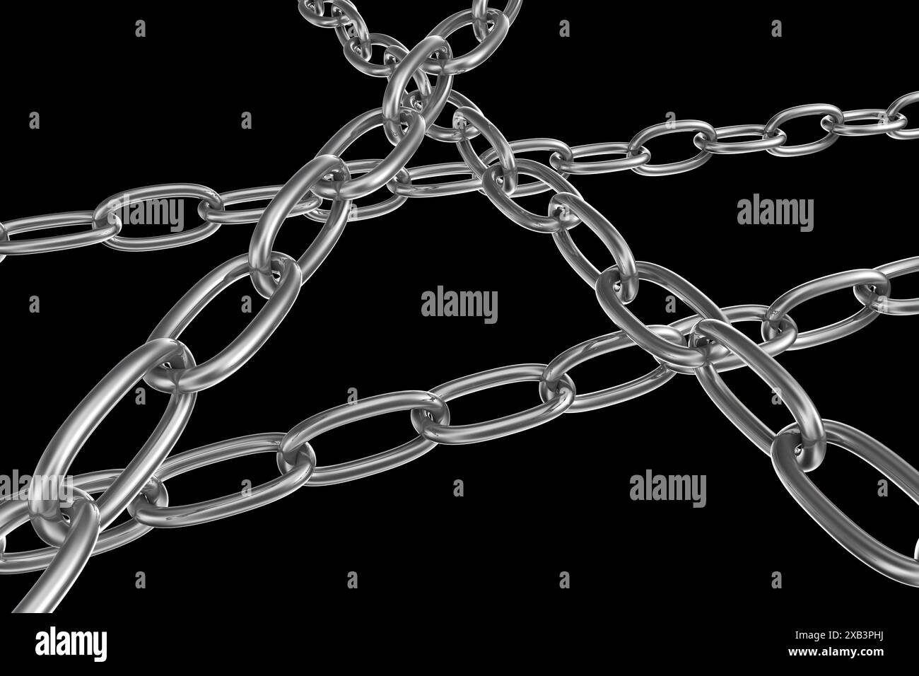 Strained chains from metal. Security and power concept. Isolated on ...