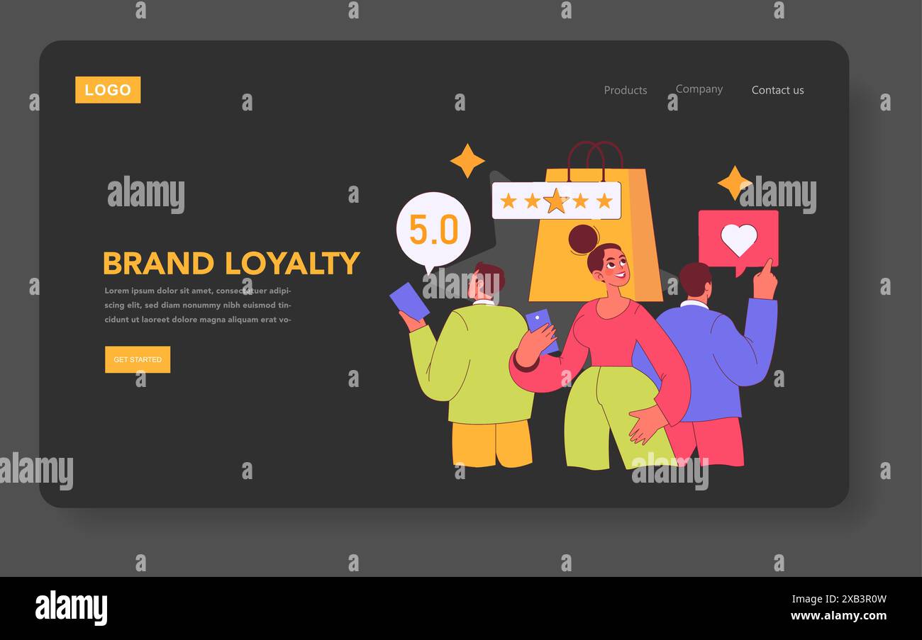 Brand Loyalty concept. Customers expressing satisfaction and positive ...