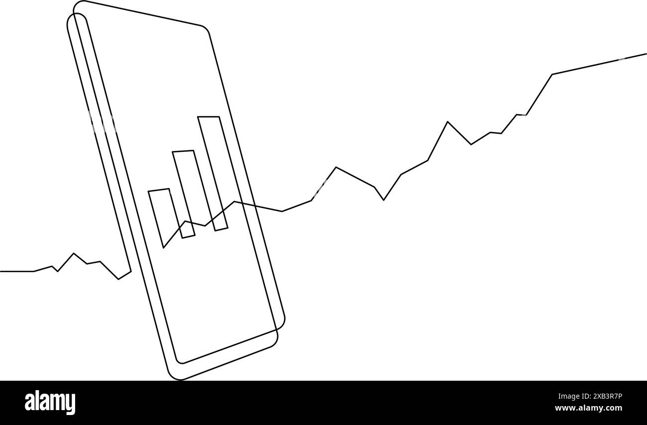 smartphone minimalism with stock graph and growth chart in one line ...