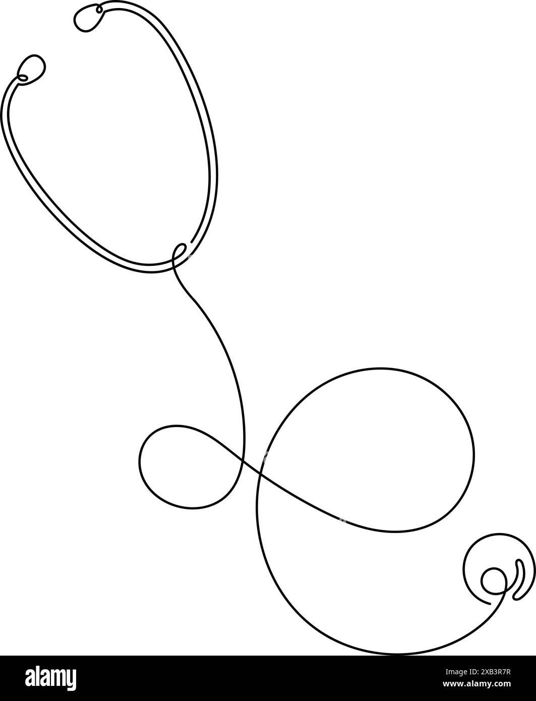 continuous line drawing of stethoscope infinity shape laying ...