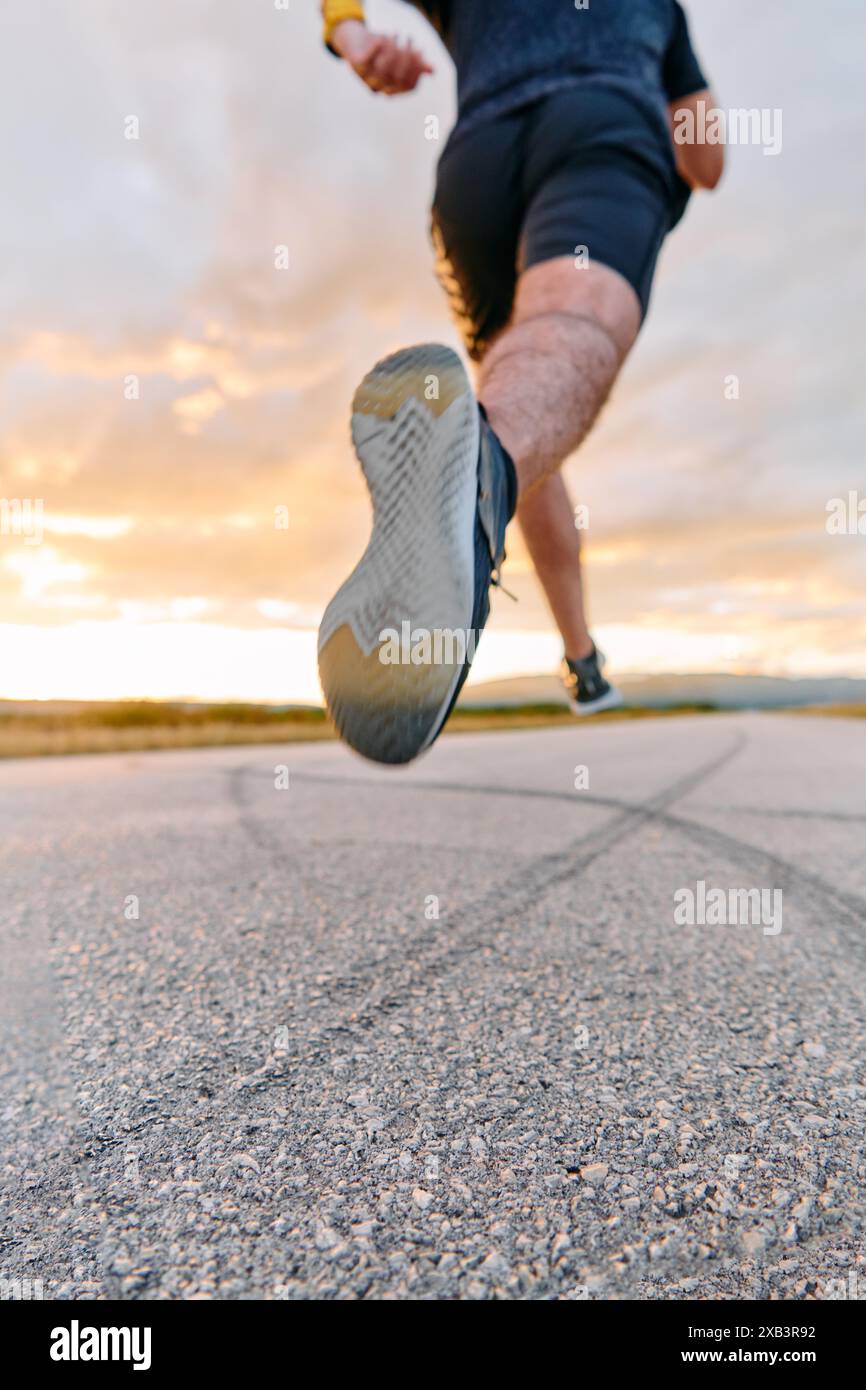 Sunset Runner Embracing the Serenity of Dusk with Every Stride Stock ...