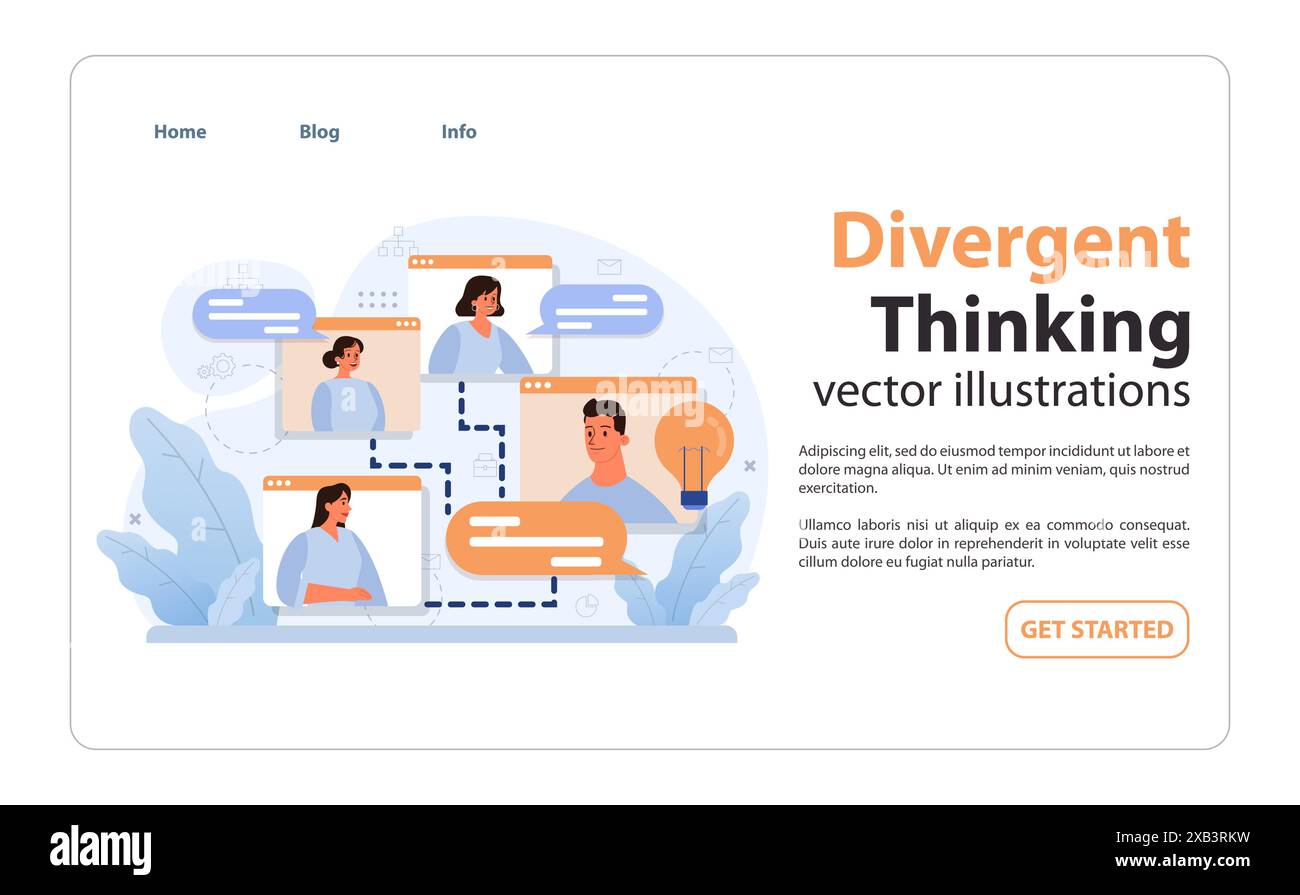 Team Collaboration In Divergent Thinking Professionals Connect Online Sharing Ideas And