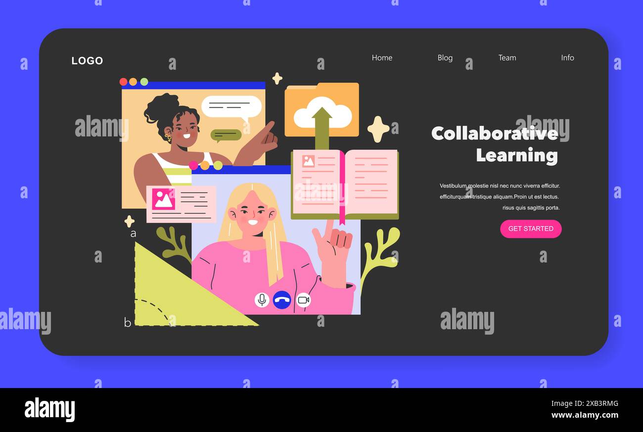 Collaborative Learning concept Peers engage in digital interaction ...