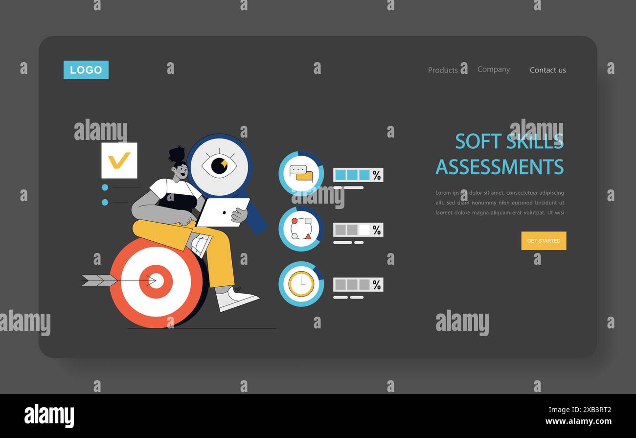 Soft Skills Training concept. Interactive web page with graphics ...