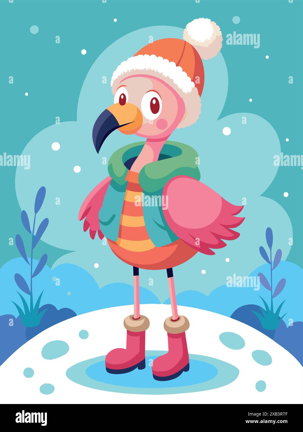 Snowy flamingo illustration Stock Vector Images - Alamy
