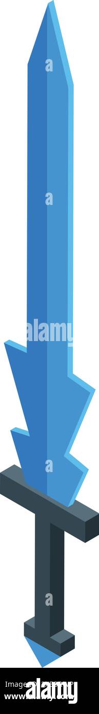 Blue fantasy sword pointing down in isometric projection Stock Vector ...