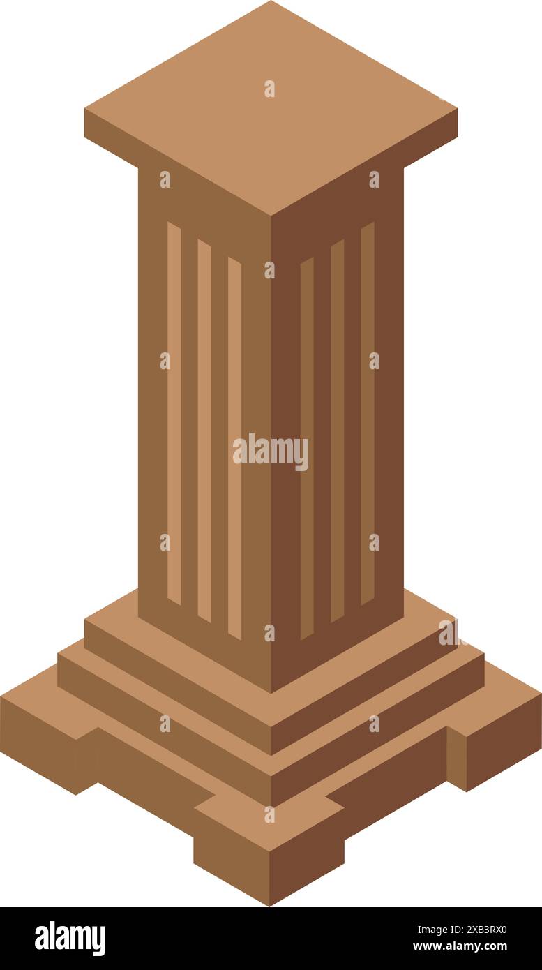 Illustration of a brown stone pillar standing on a pedestal ...