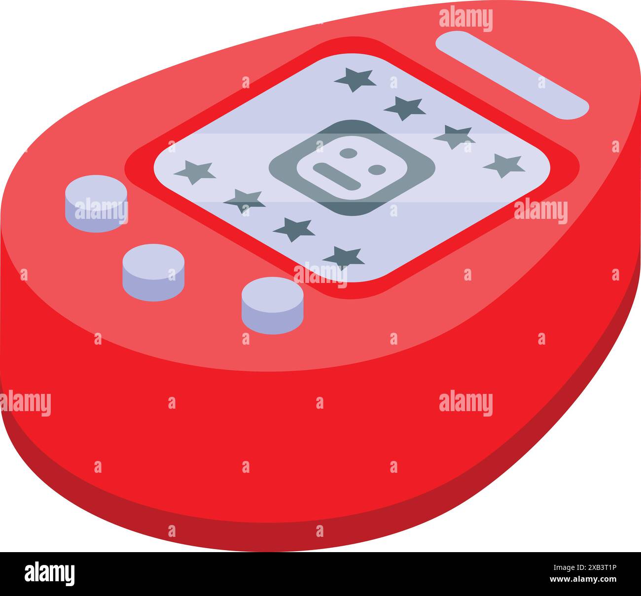 Illustration of a red electronic toy showing a virtual pet and stars on ...