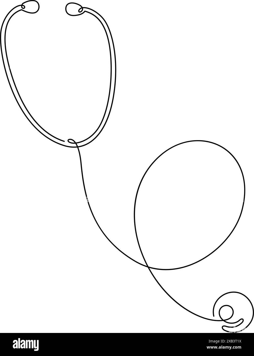 continuous line drawing of stethoscope medical equipment vector ...