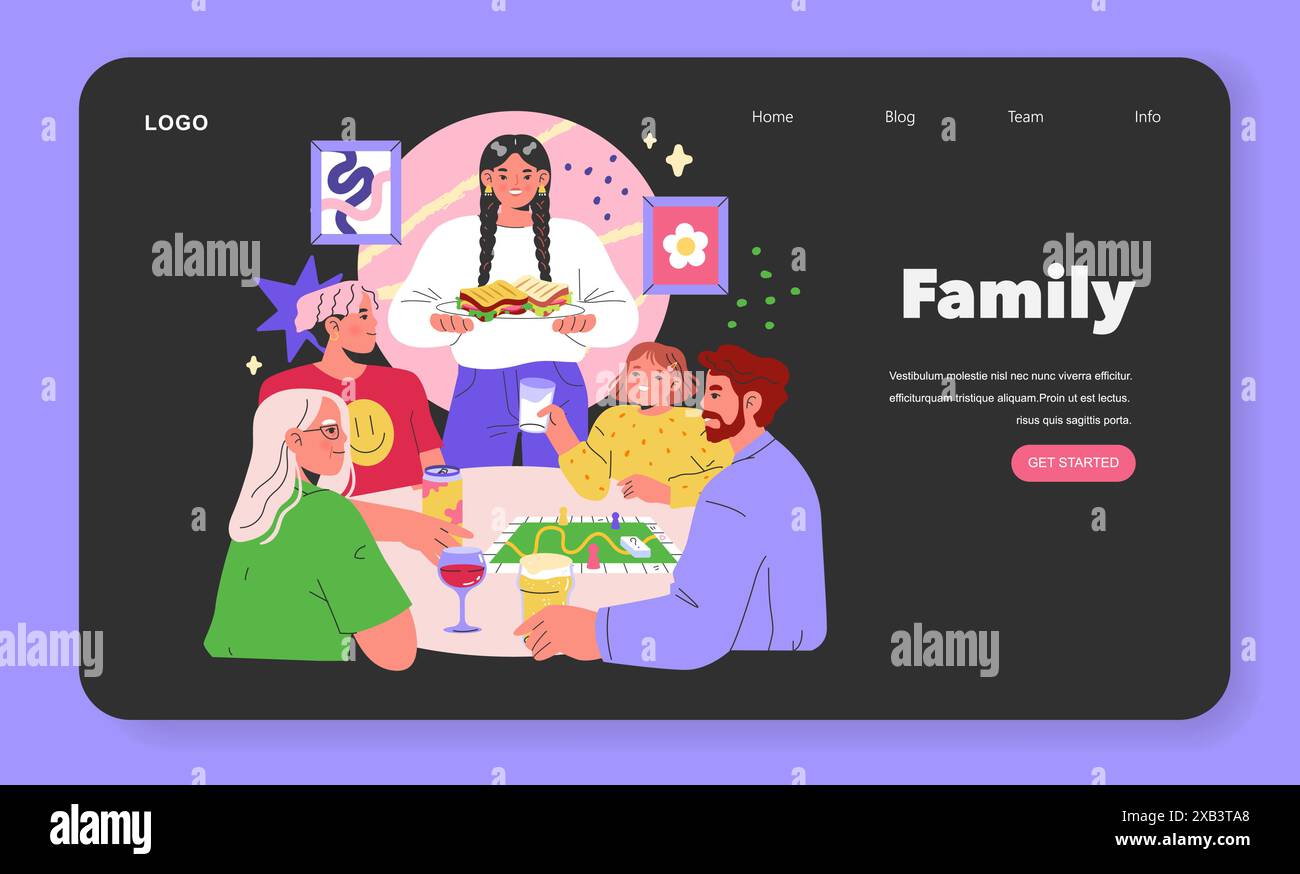 Family dinner website banner depicting a joyful meal together, with ...