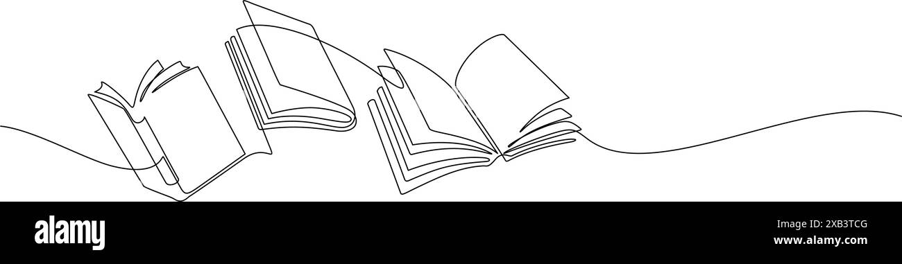 books opening pages one line drawing minimalism education concept ...