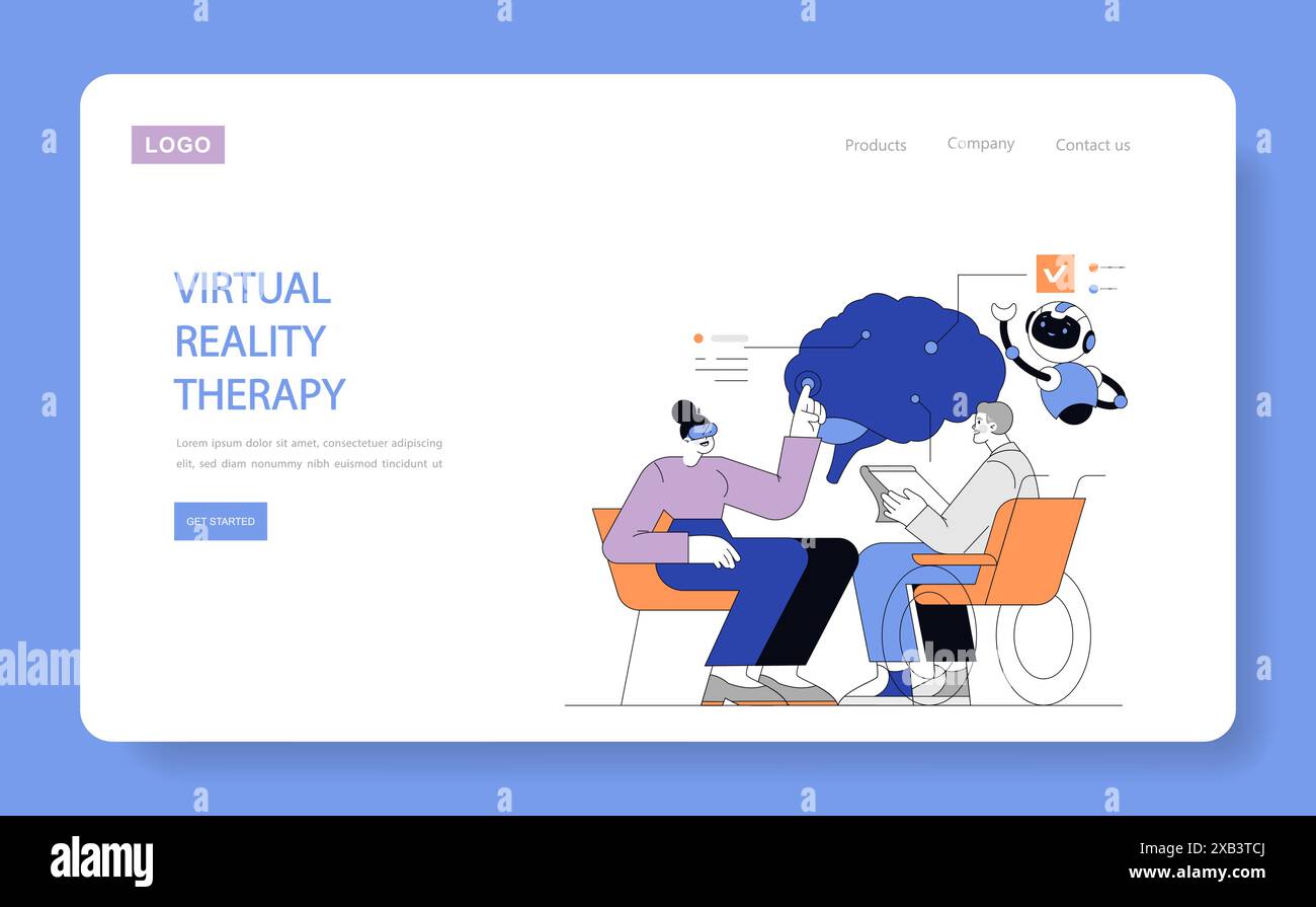 Virtual reality therapy concept. Innovative mental health treatment, with patients engaging in ...