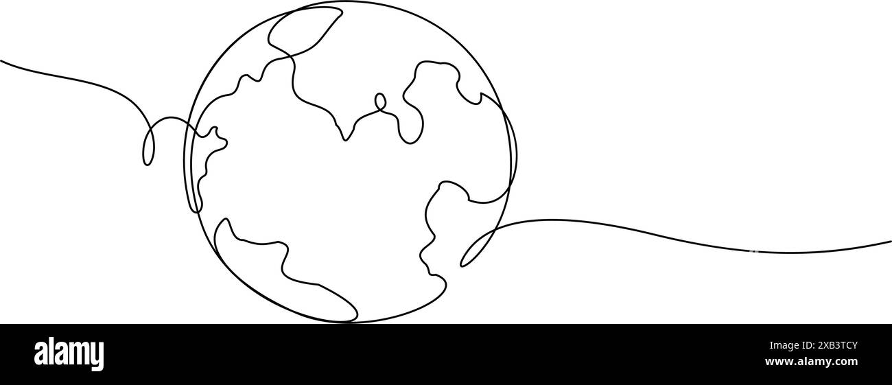continuous line drawing of planet earth in world care concept thin line ...