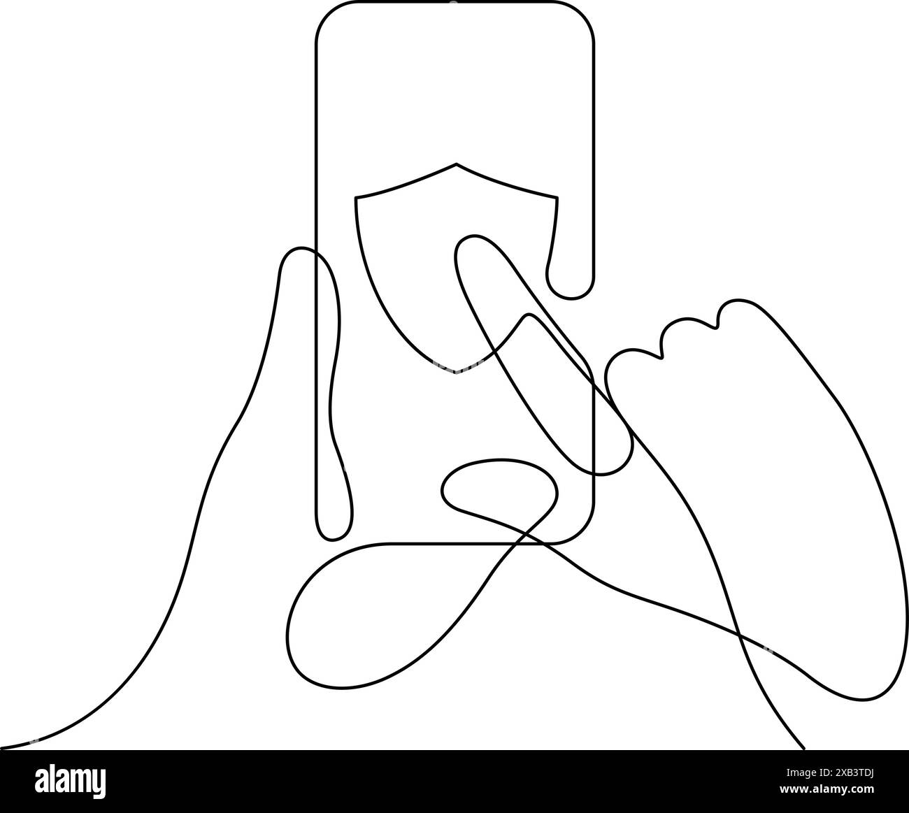 hand using mobile security privacy app protection close up one line ... hand using mobile security privacy app protection close up one line ...