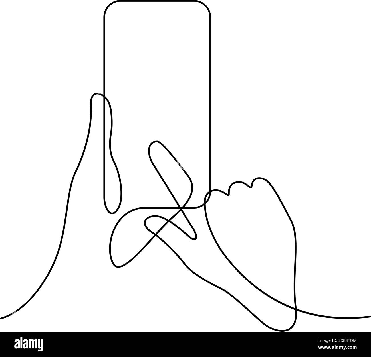 hand using smartphone continuous line drawing minimalism vector ...