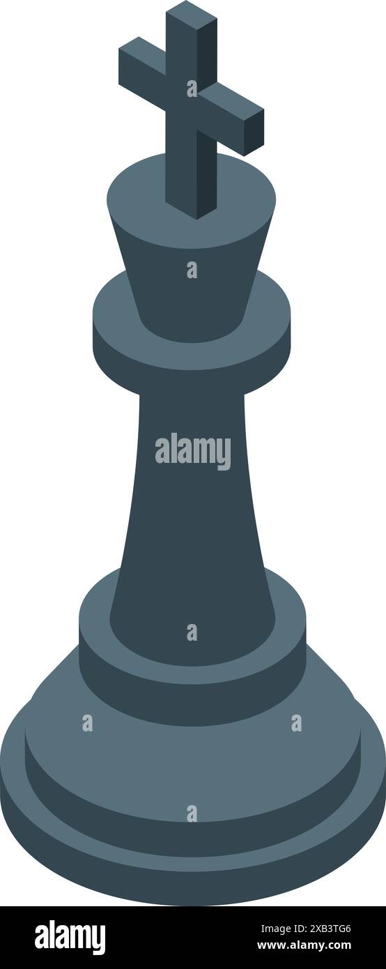 Dark grey king chess piece standing on a white background in 3d ...