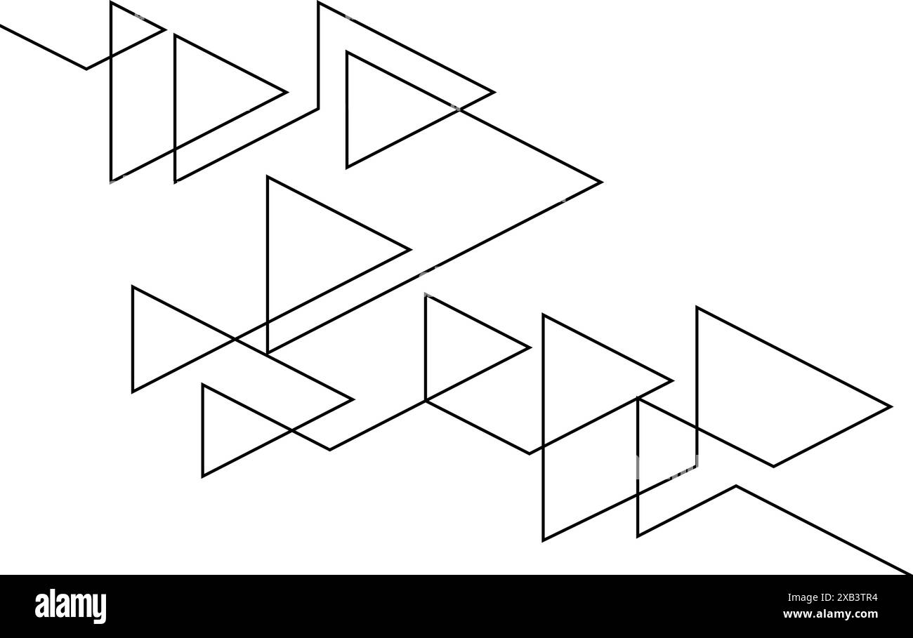 abstract geometric triangle shape graphic one line continuous ...
