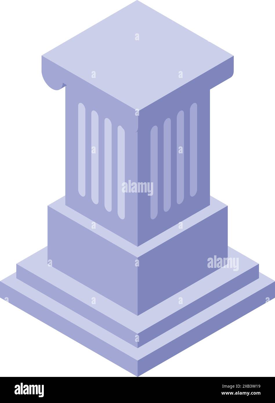 This isometric illustration features an ancient greek column ...
