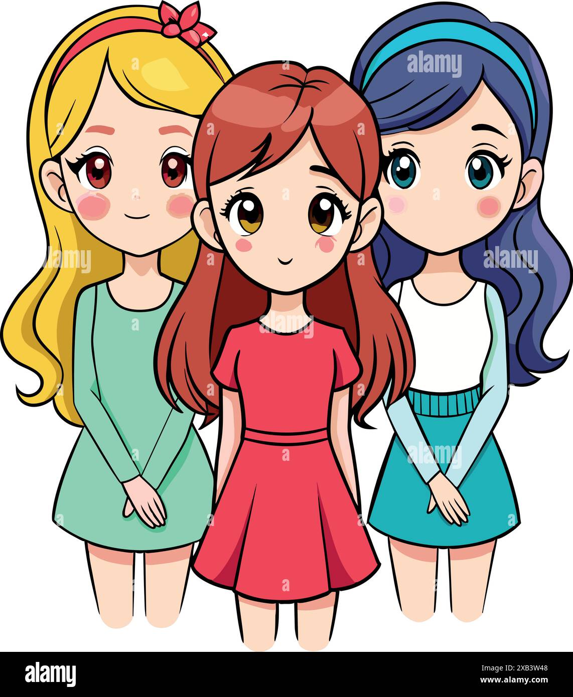 Three girls holding hands vector hi-res stock photography and images ...