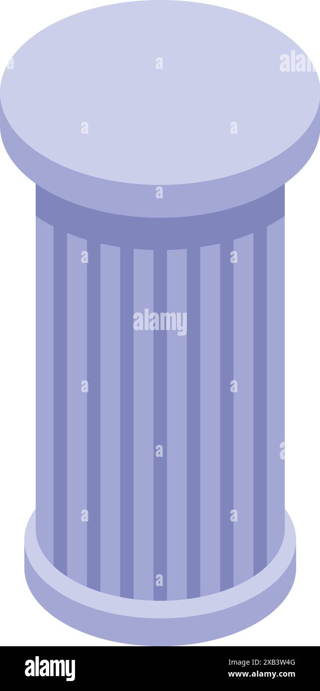This isometric illustration features a fluted column, a symbol of classical architecture Stock ...
