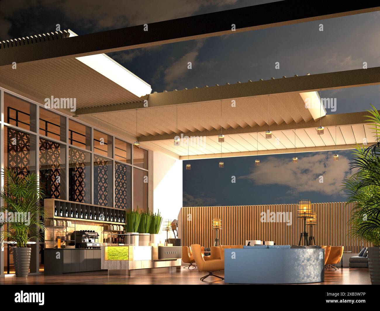 3d render of cafe restaurant interior Stock Photo - Alamy