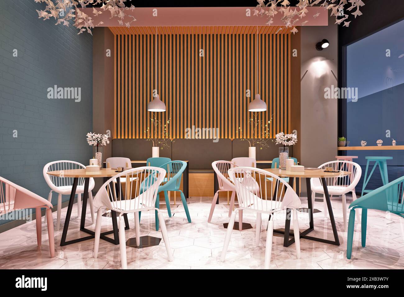 3d render of cafe restaurant interior Stock Photo - Alamy