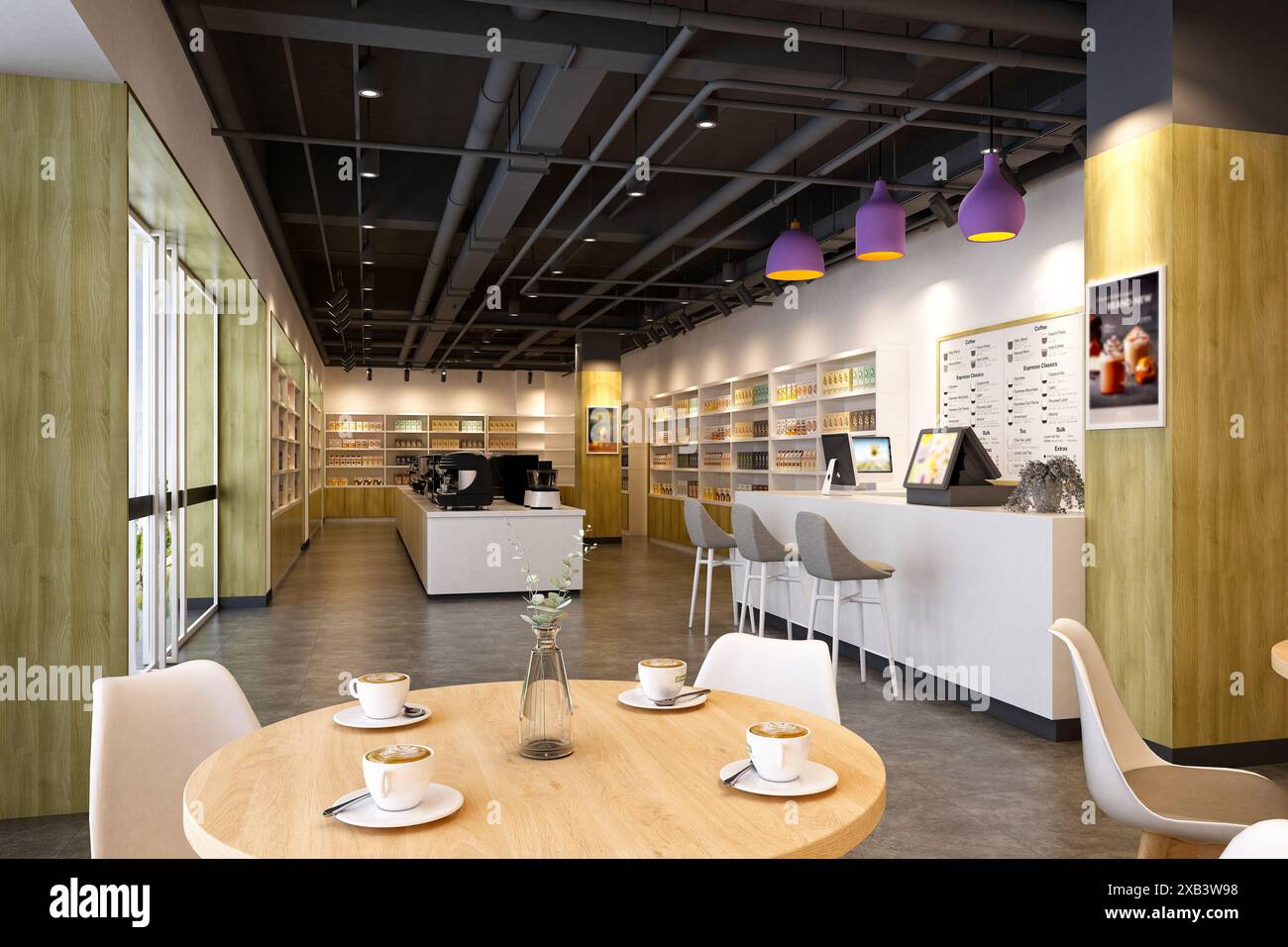 3d render cafe bar interior hi-res stock photography and images - Alamy