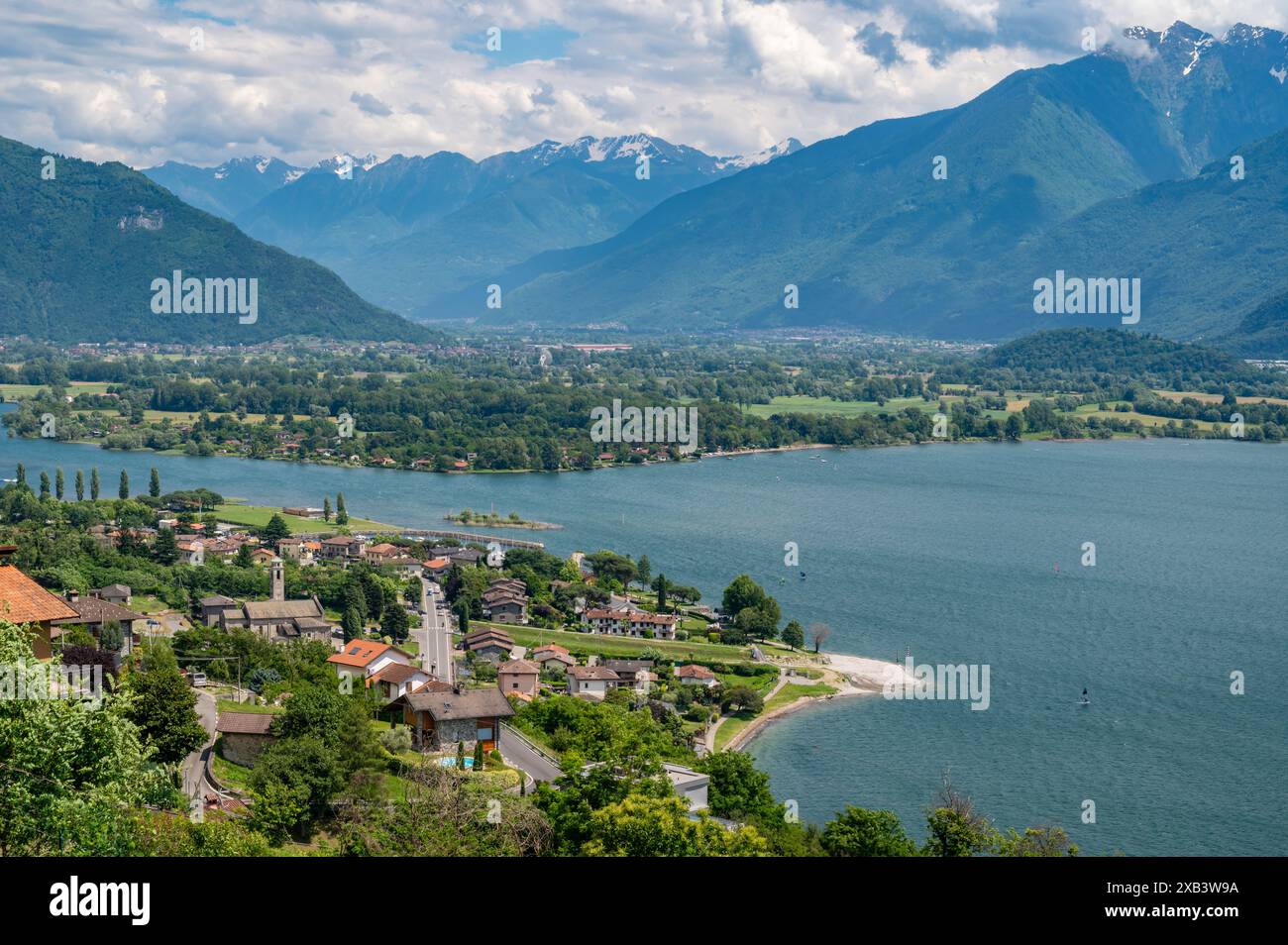 Lake Como, photographed from Gera Lario. View of the villages and ...