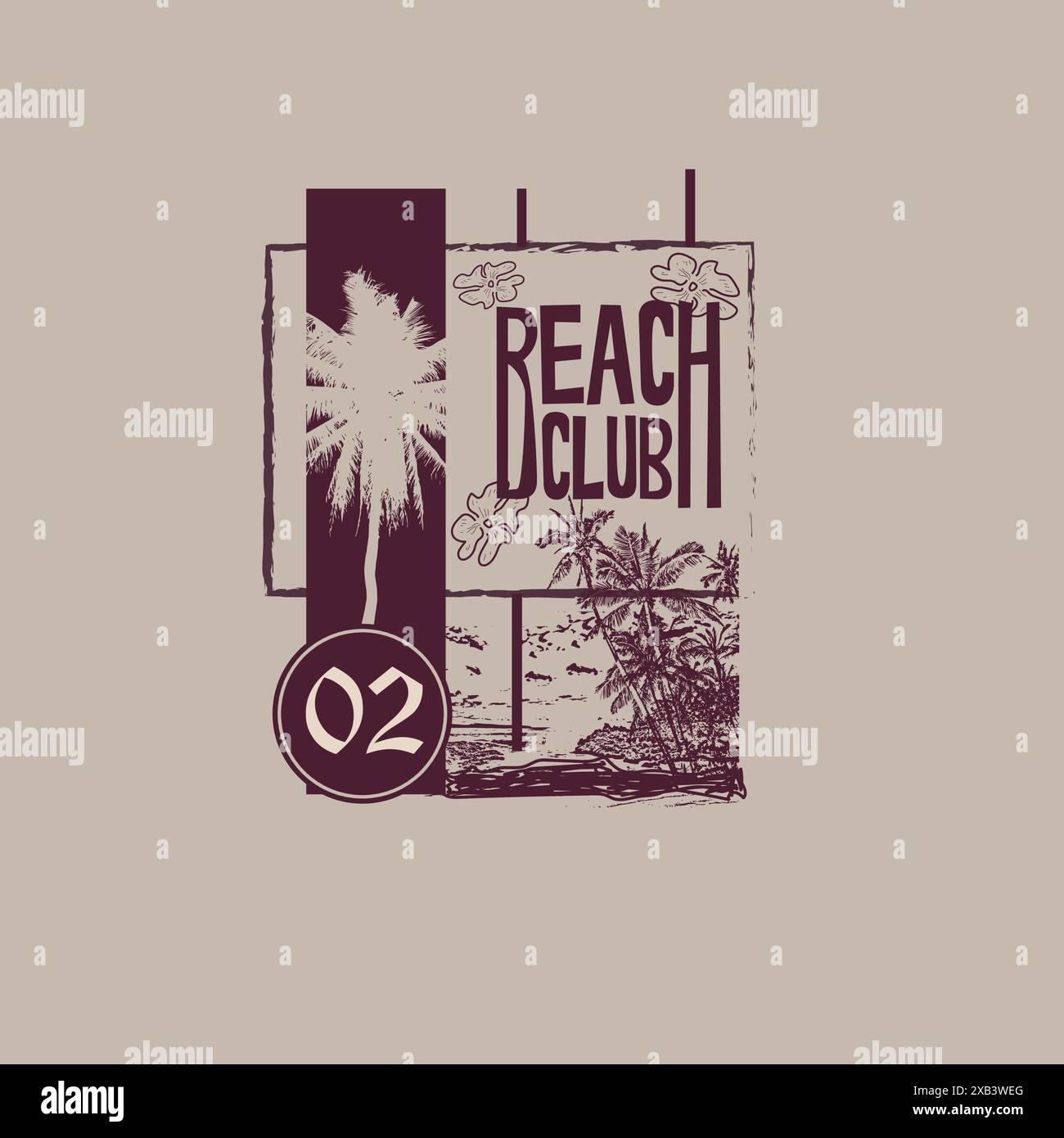 Beach Club Summer typography seashore poster graphic tee Stock Vector ...