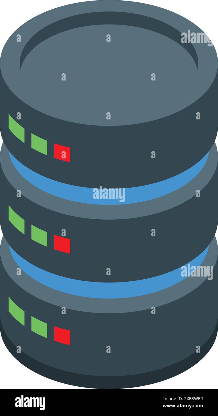 Illustration Of A Database Server With Indicator Lights Representing Data Storage And