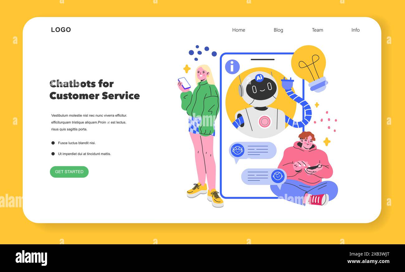 Chatbots for Customer Service concept. Digital customer support page ...