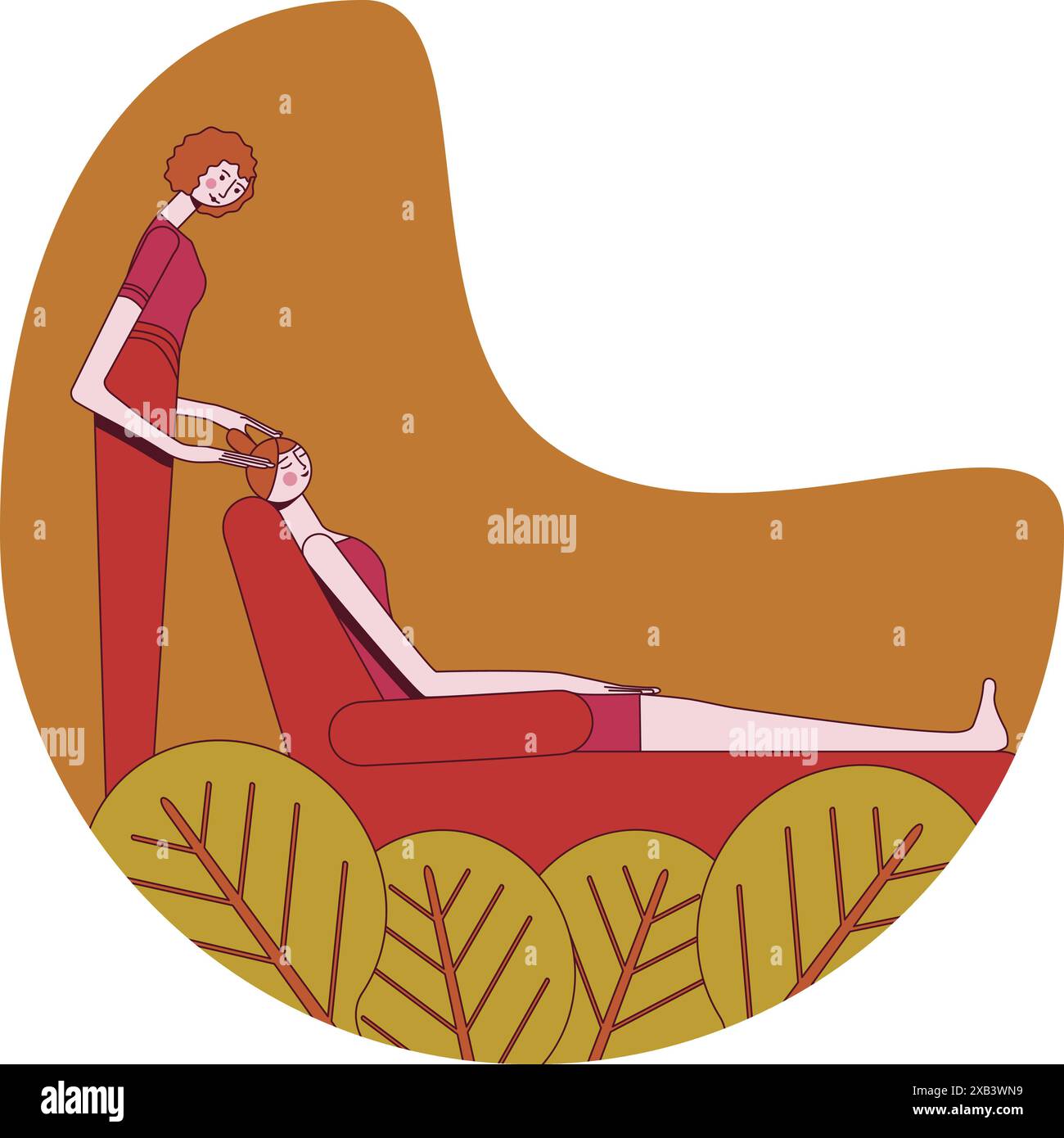 Facial massages. Treatments by professional therapist in spa. SPA design concept. Isolated flat ...