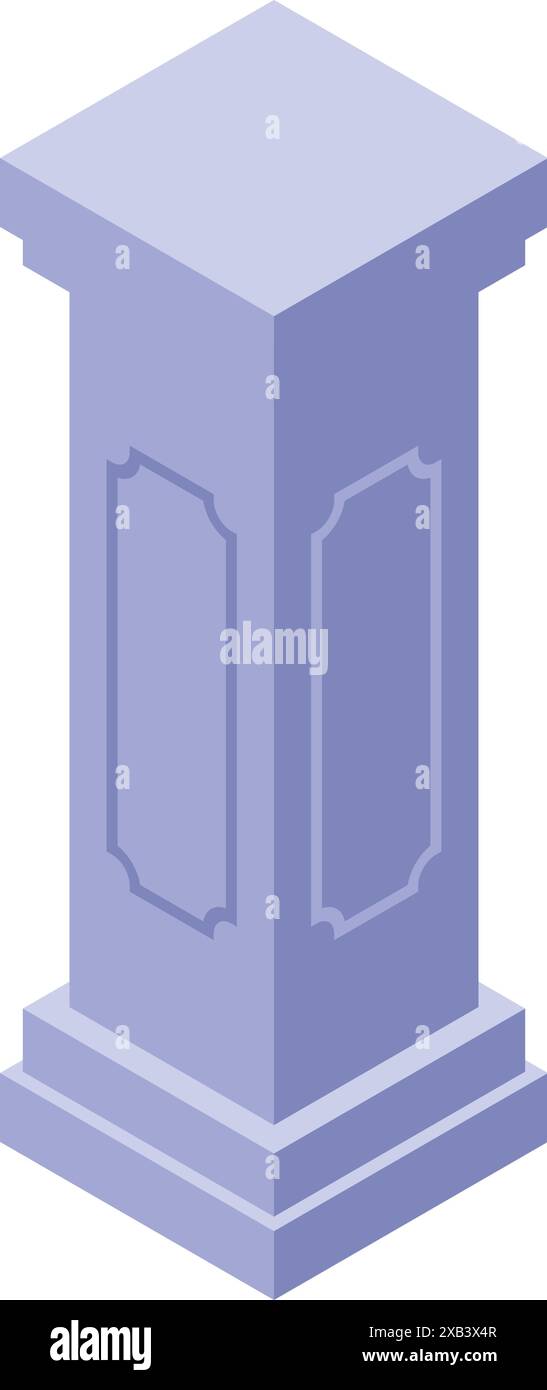Isometric view of a single classical style column, featuring a detailed ...