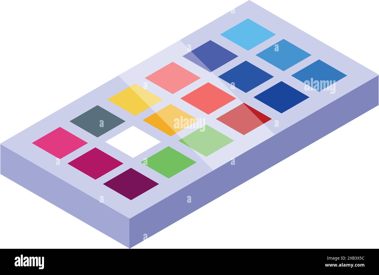 Watercolor palette showing colorful palette wells for painting and ...