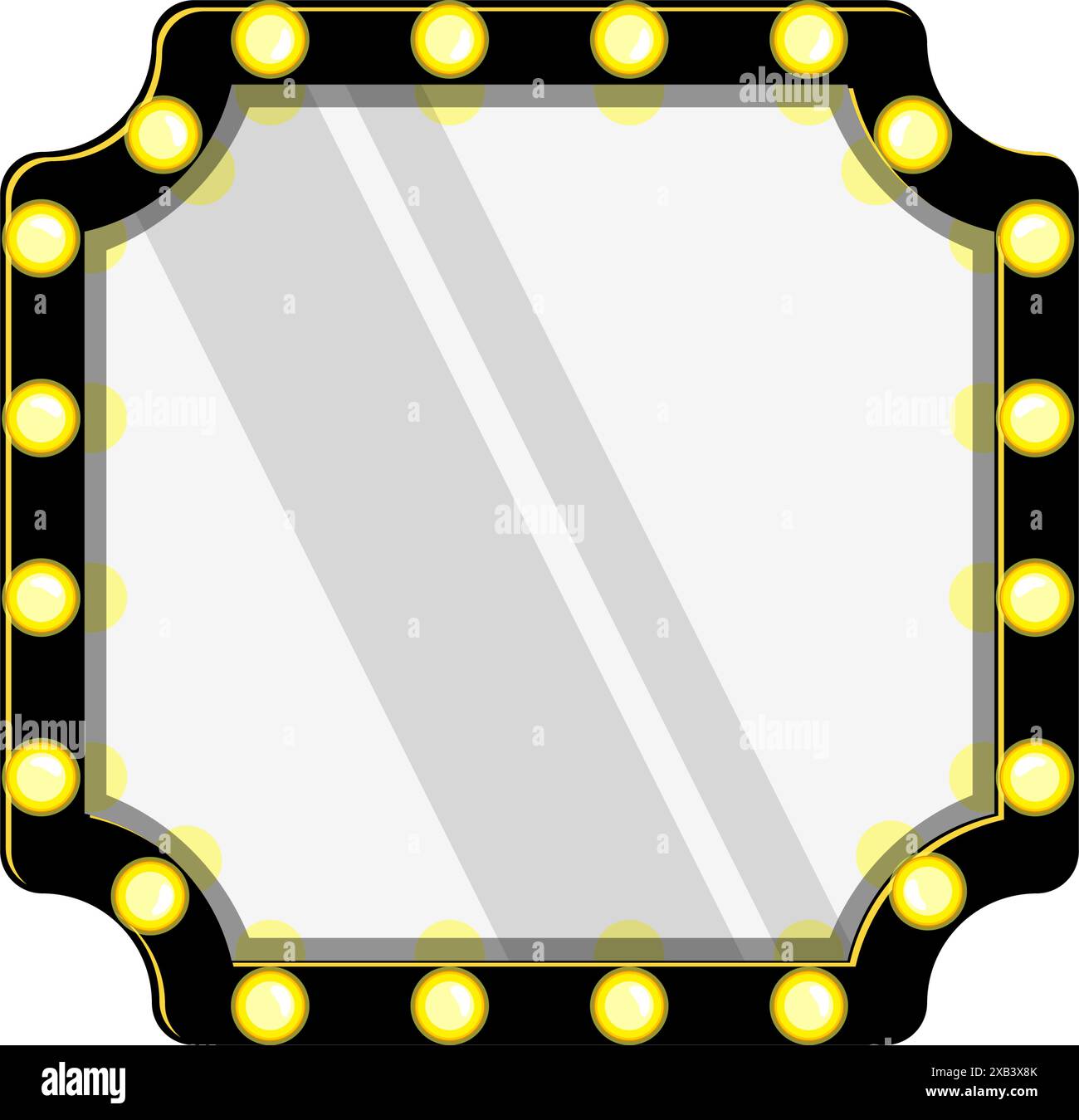 bulb makeup mirror frame cartoon vector illustration Stock Vector Image ...